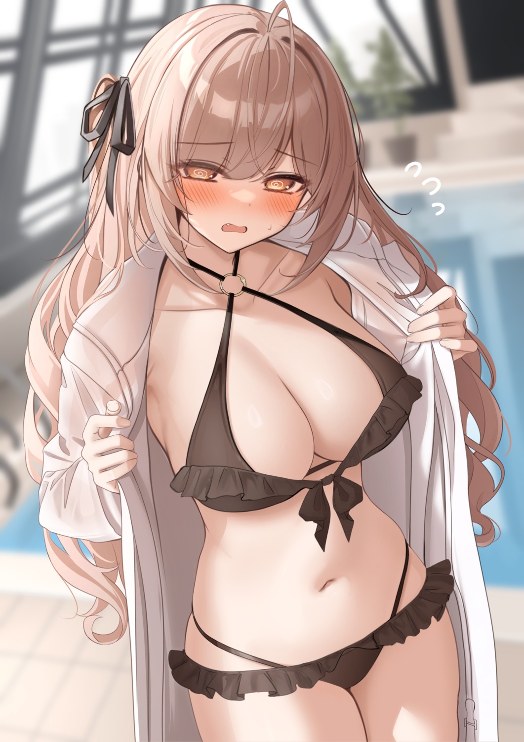 monaka curl bikini open shirt swimsuits undressing | #1221109 | yande.re